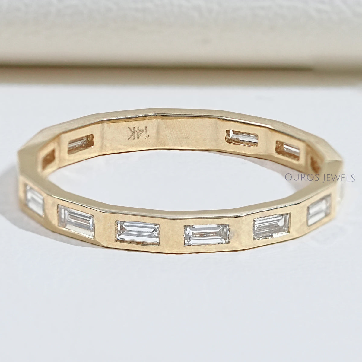 Baguette Cut Diamond Flush Set Eternity Band — Ouros Jewels