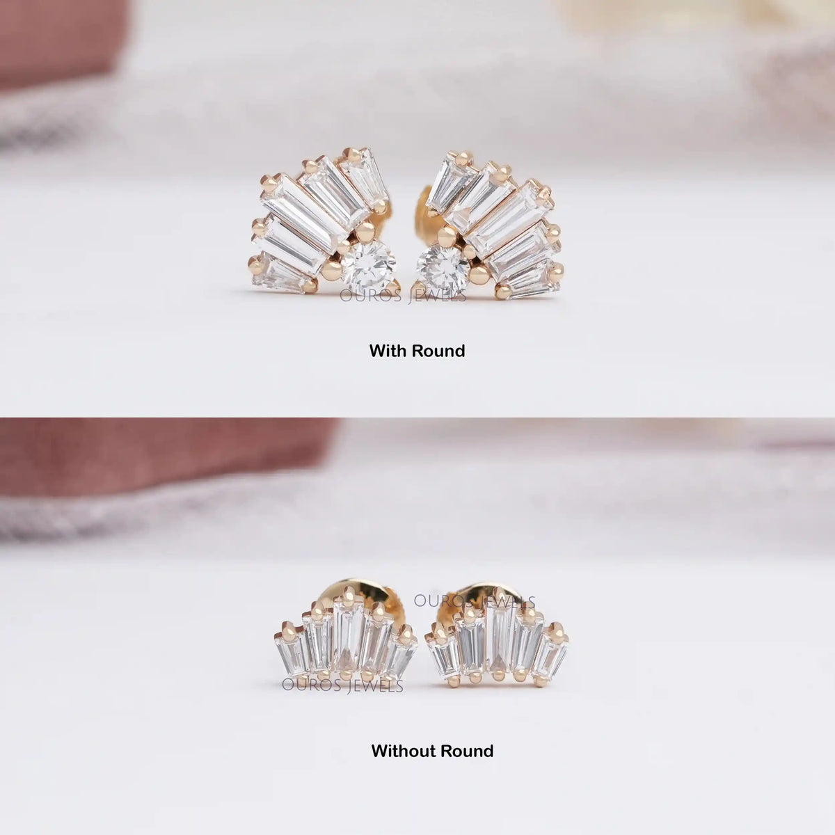Tapered Baguette Diamond Stud Earrings — Ouros Jewels