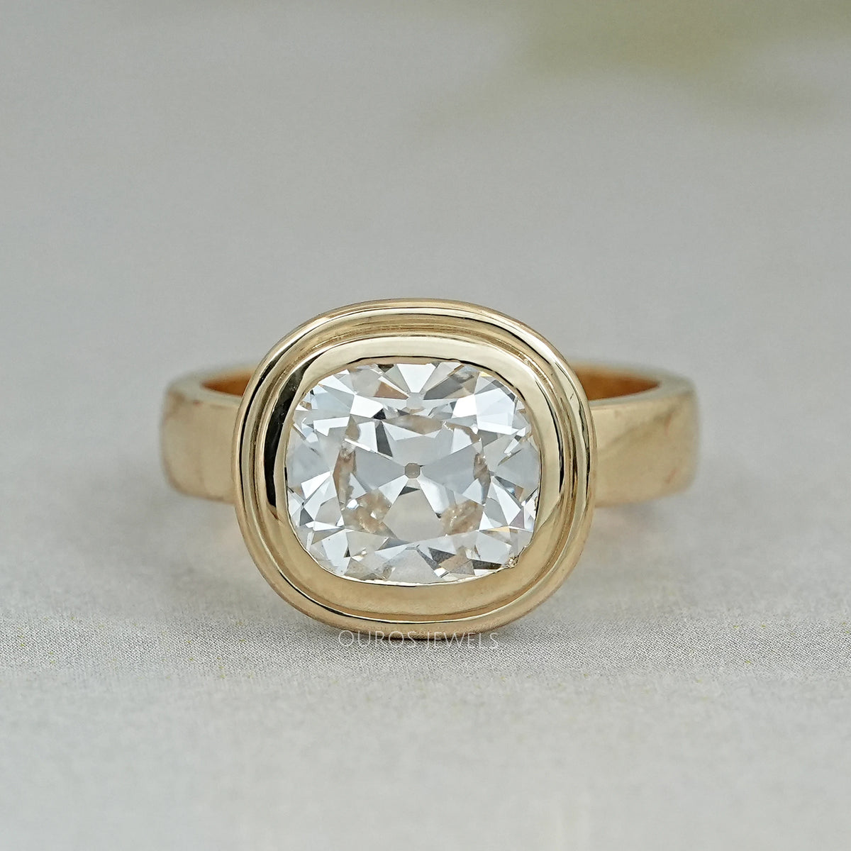 Old Mine Cushion Cut Bezel Set Ring — Ouros Jewels