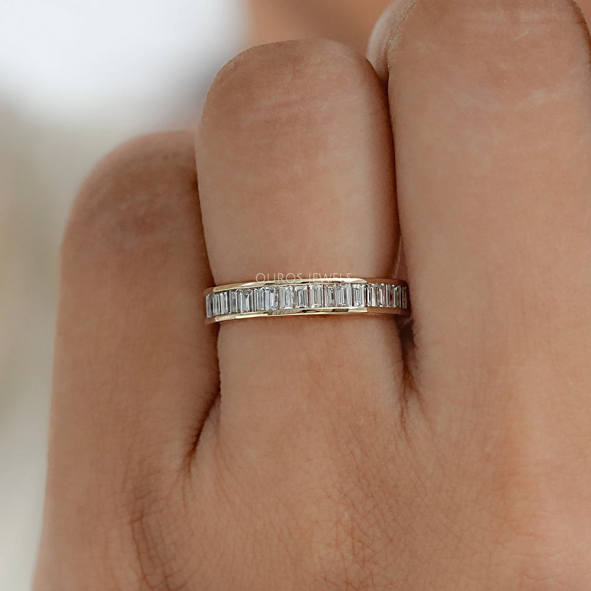 Channel Set Baguette Half Eternity Band — Ouros Jewels