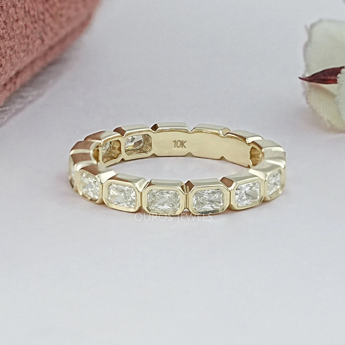 East West Radiant Lab Diamond Bezel Set Wedding Band — Ouros Jewels