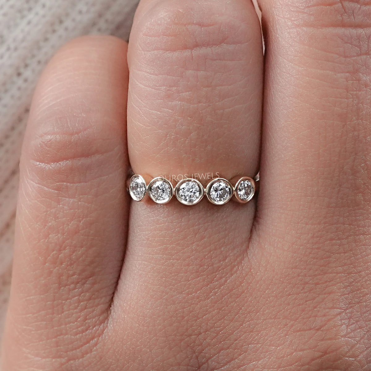 5 Stone Bezel Set Diamond Engagement Ring — Ouros Jewels