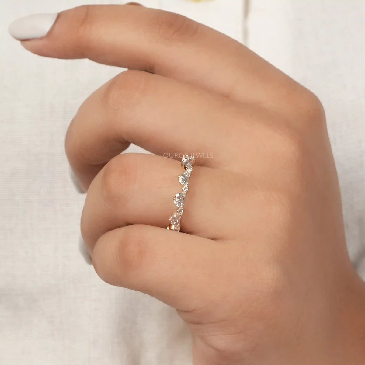 Half Moon Cut Diamond Eternity Ring — Ouros Jewels