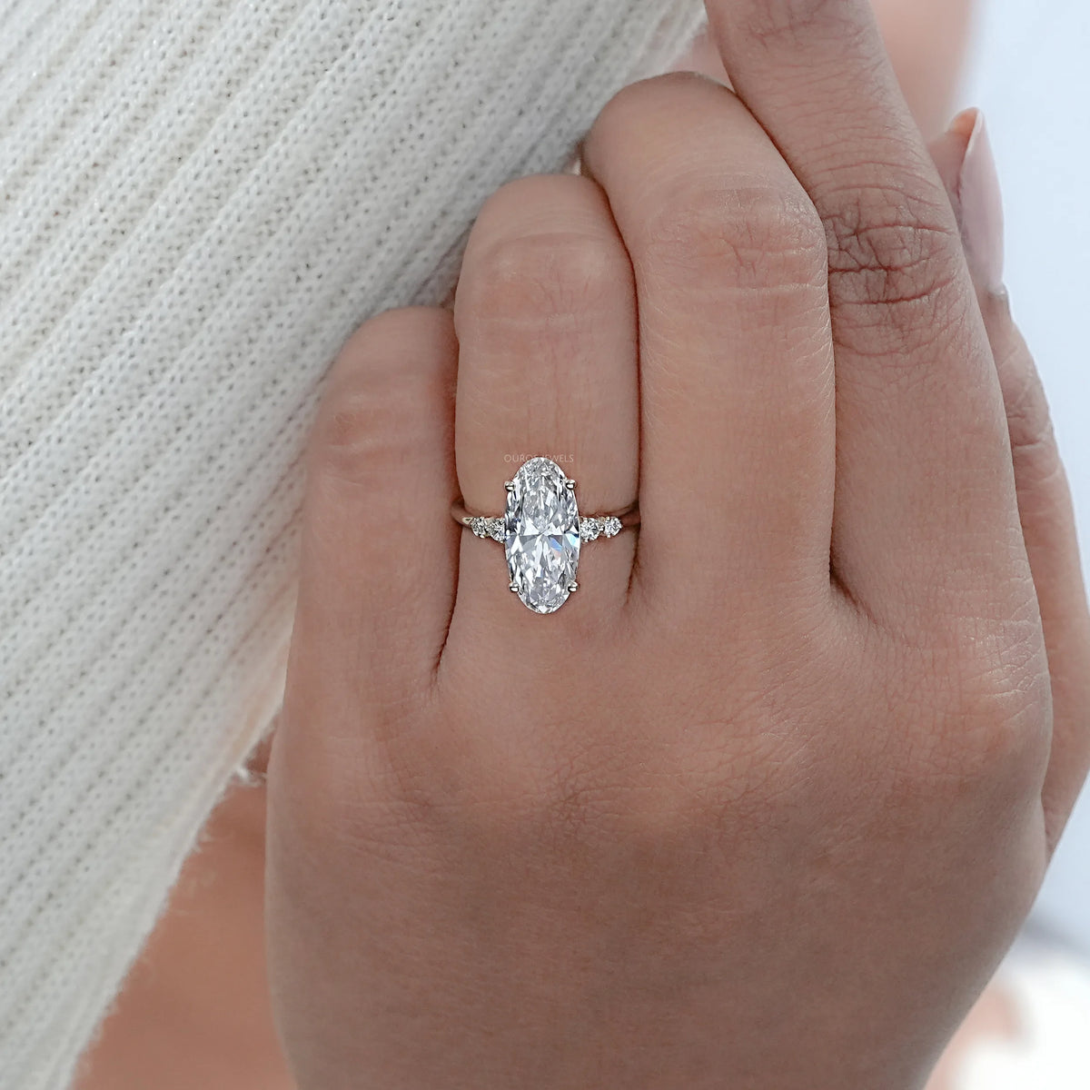 Moval Cut Diamond Engagement Ring — Ouros Jewels