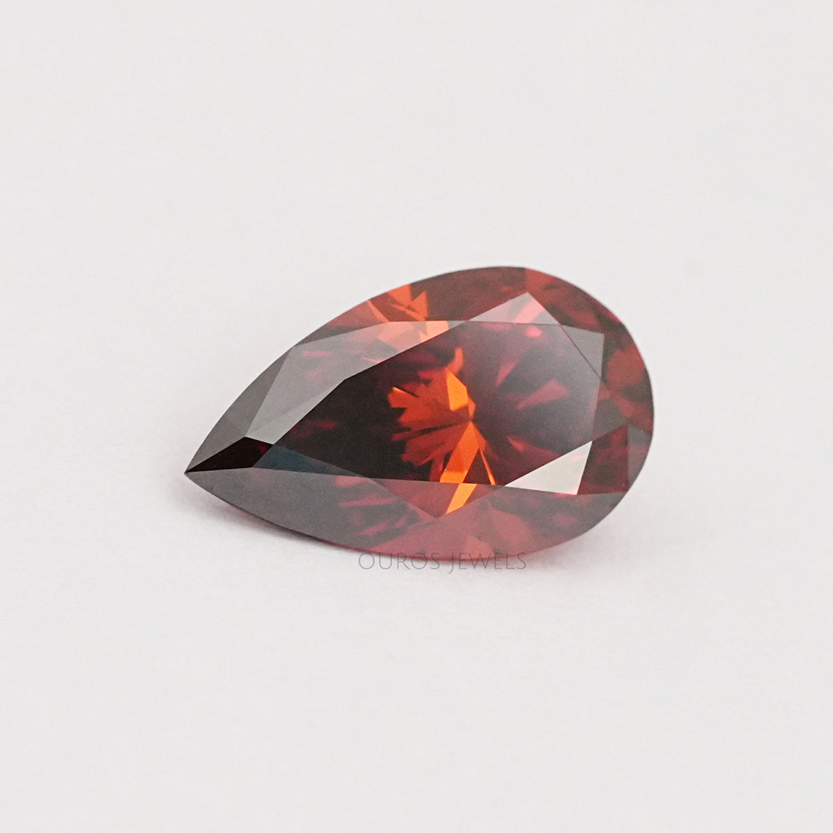 Red pear cut lab diamond — Ouros Jewels