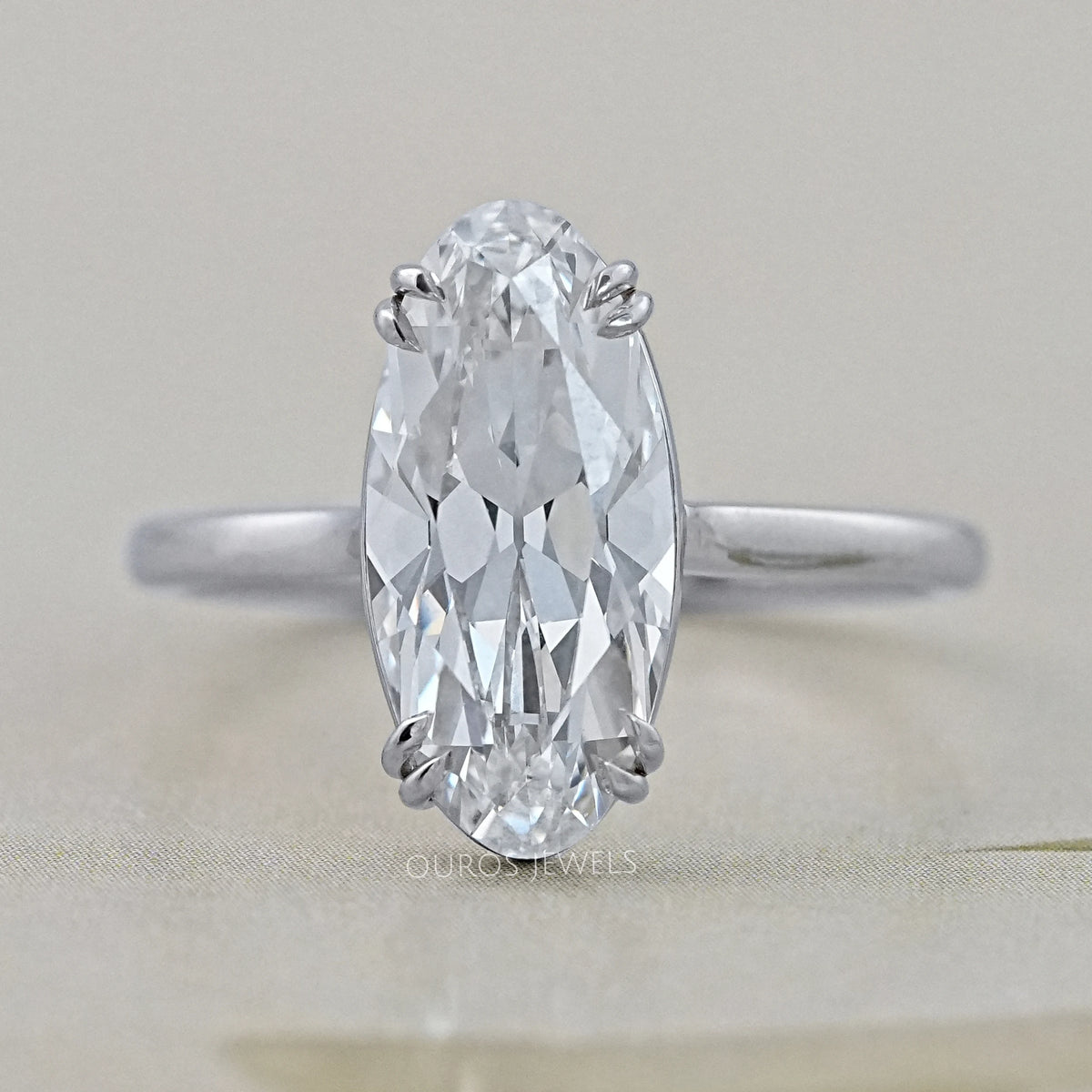 Old Mine Cut Moval Diamond Solitaire Ring — Ouros Jewels
