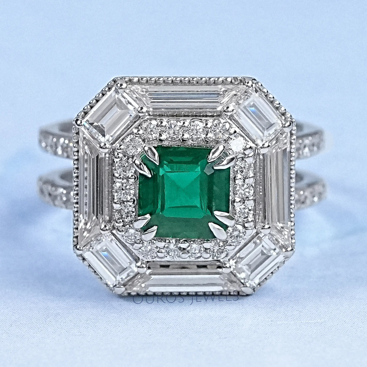 Asscher Cut Gemstone Art Deco Emerald Ring — Ouros Jewels