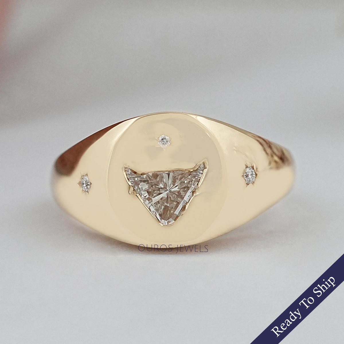 Antique Bull Cut Lab Diamond Wedding Ring — Ouros Jewels