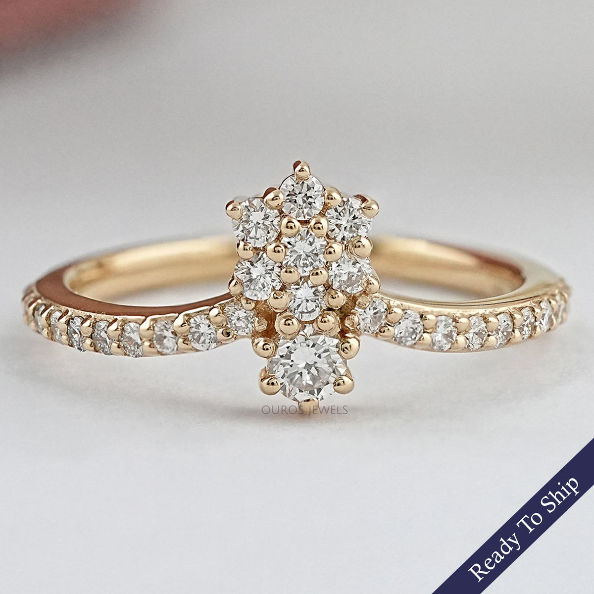 Round Cluster Diamond Proposal Ring — Ouros Jewels