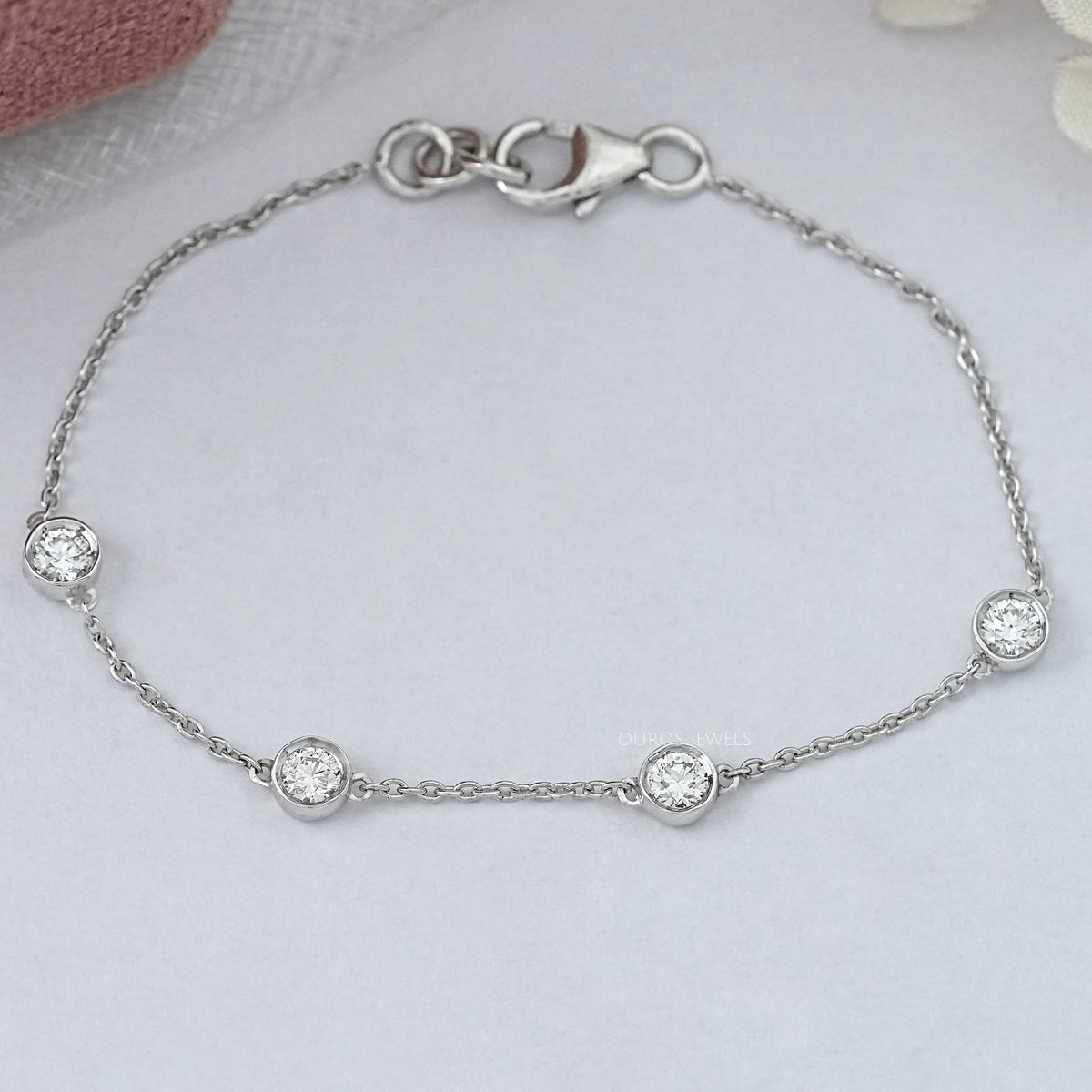 Round Diamond Bezel Set Chain Bracelet — Ouros Jewels