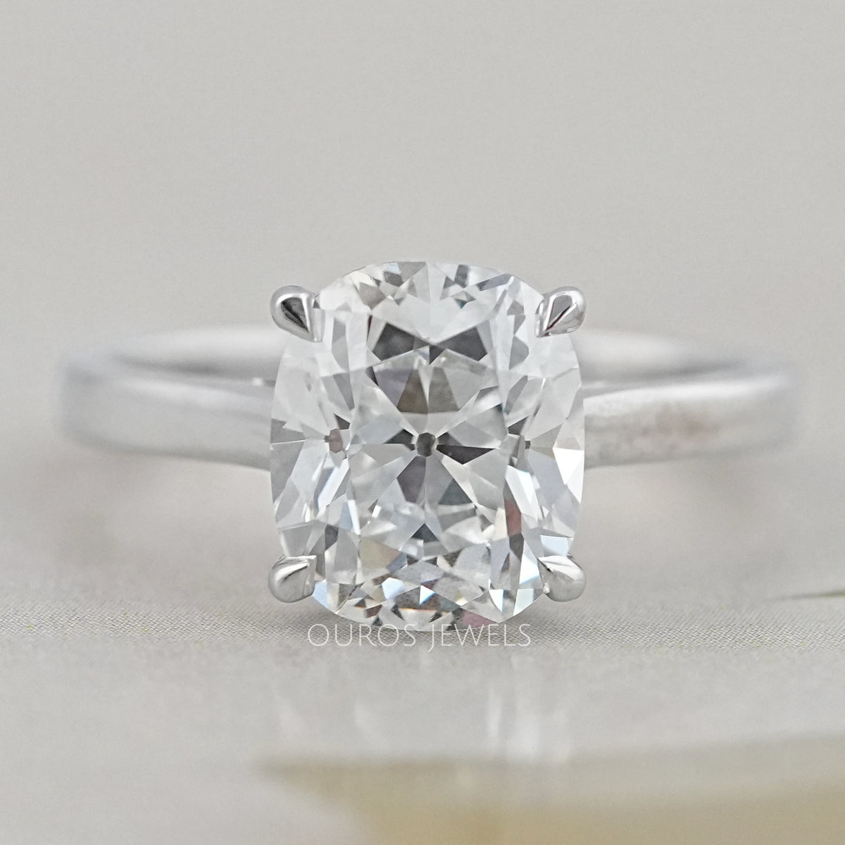 Old Mine Cut Cushion Diamond Solitaire Ring — Ouros Jewels