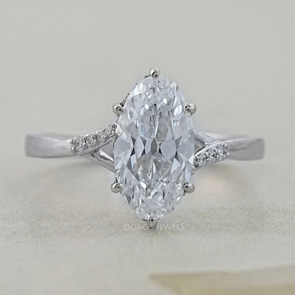 Old Mine Moval Cut Diamond Split Shank Ring — Ouros Jewels