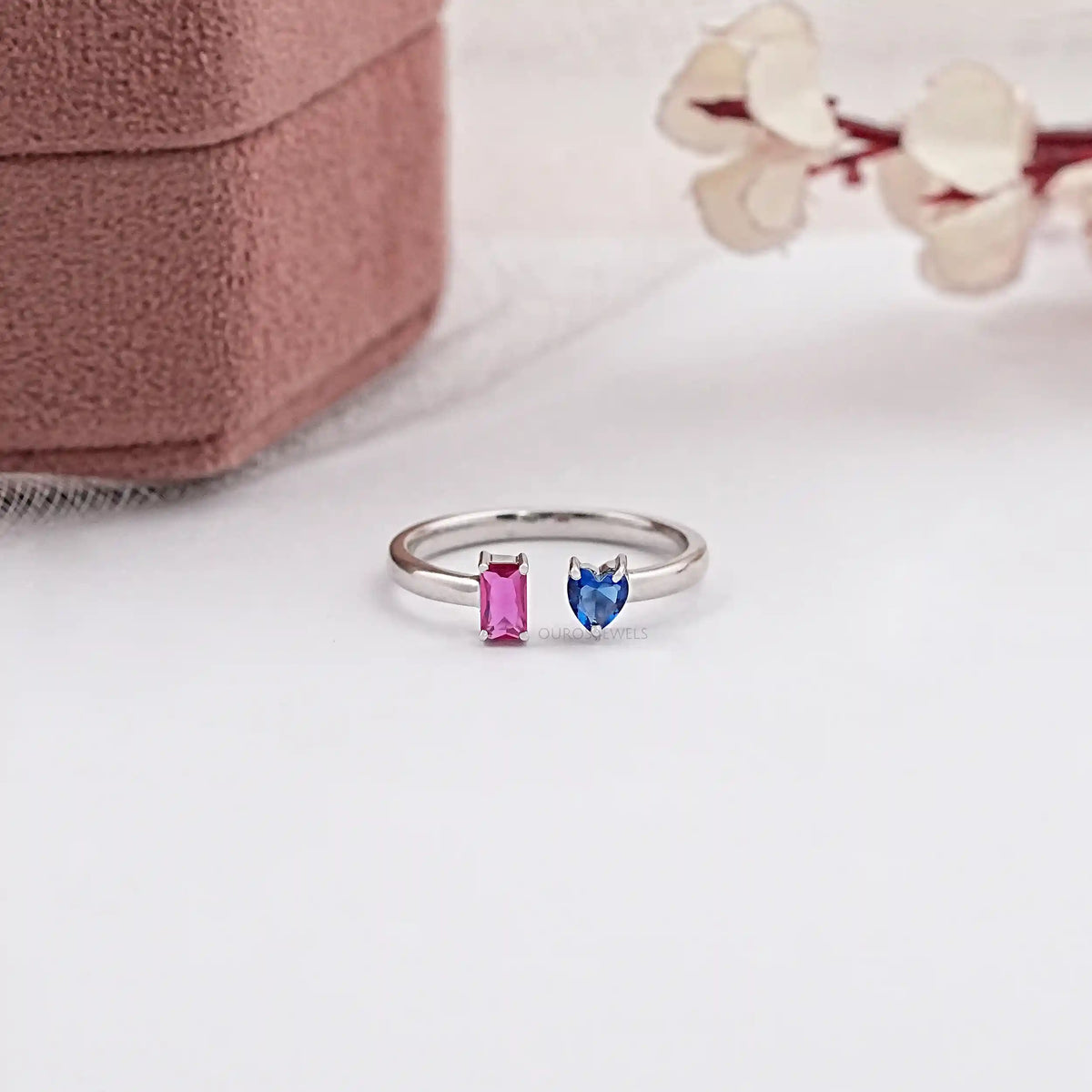 Gemstone open cuff ring — Ouros Jewels