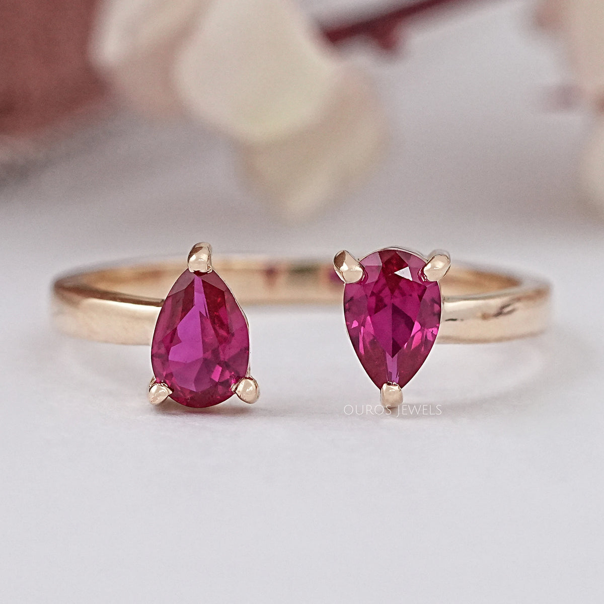 Pear Dainty Gemstone Ring — Ouros Jewels