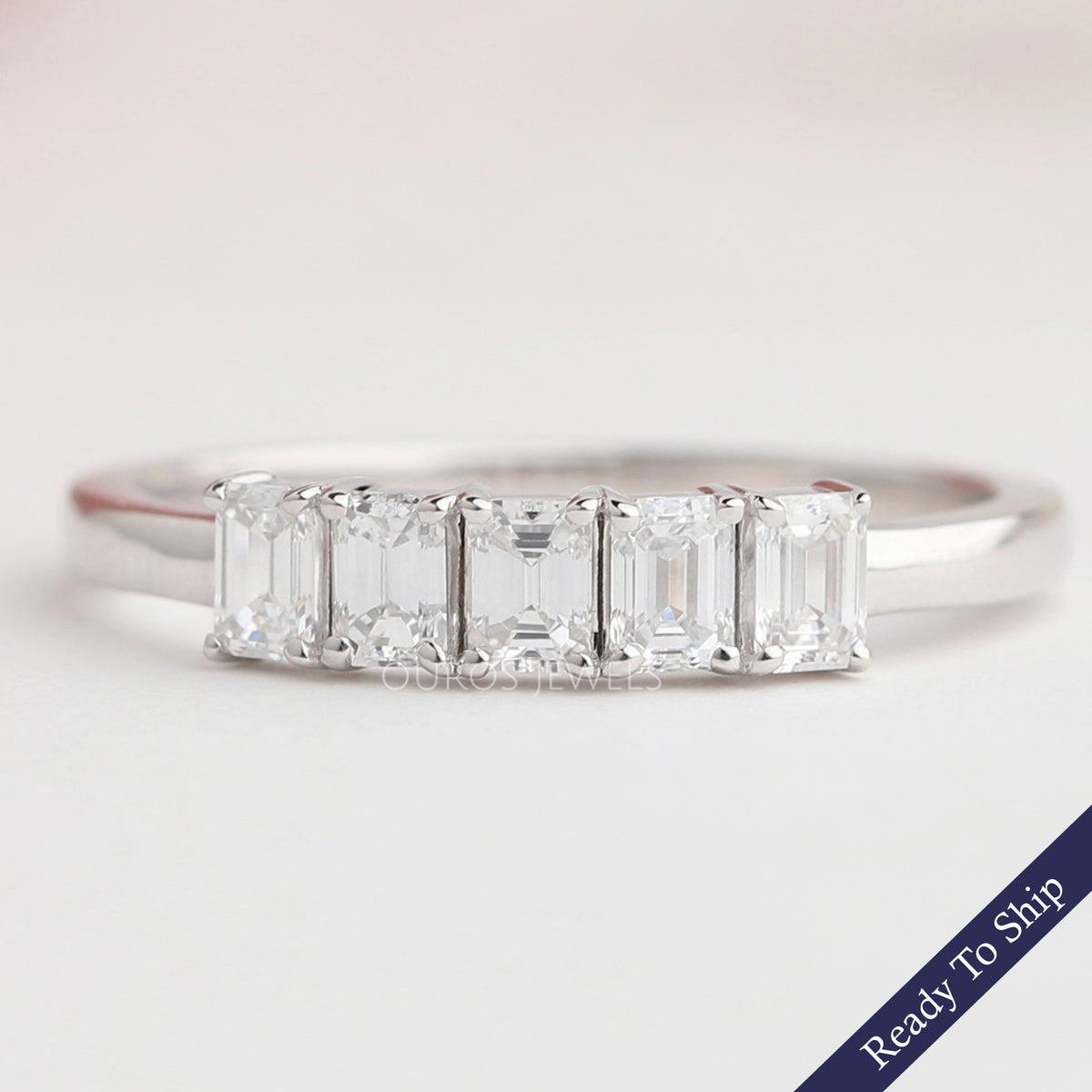 Five Stone Emerald Cut Diamond Ring | Ouros Jewels