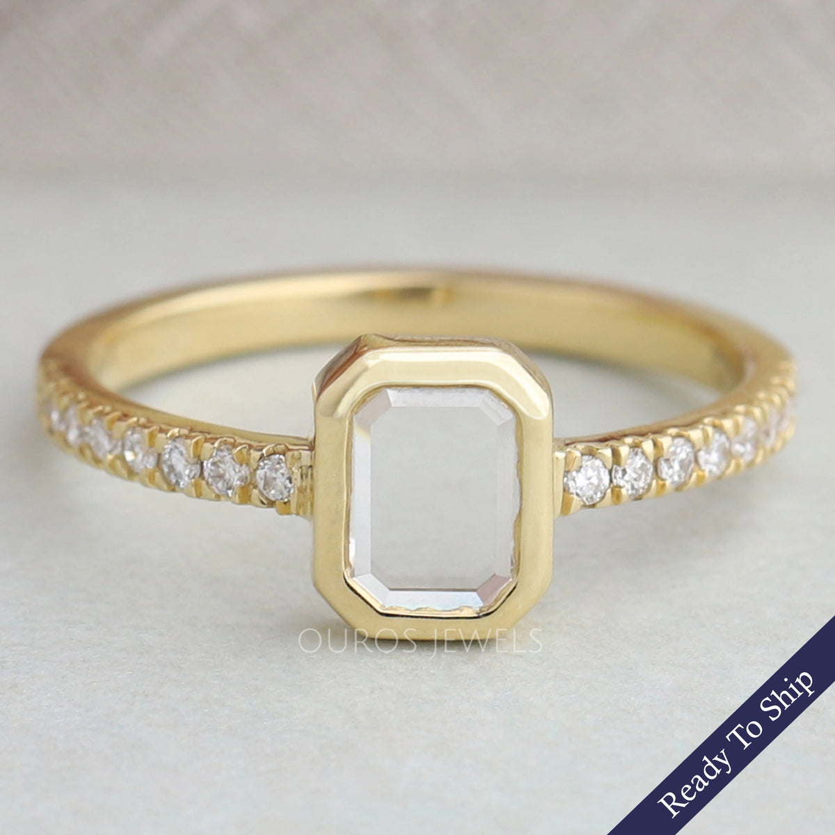 Portrait Cut Diamond Engagement Ring | Ouros Jewels