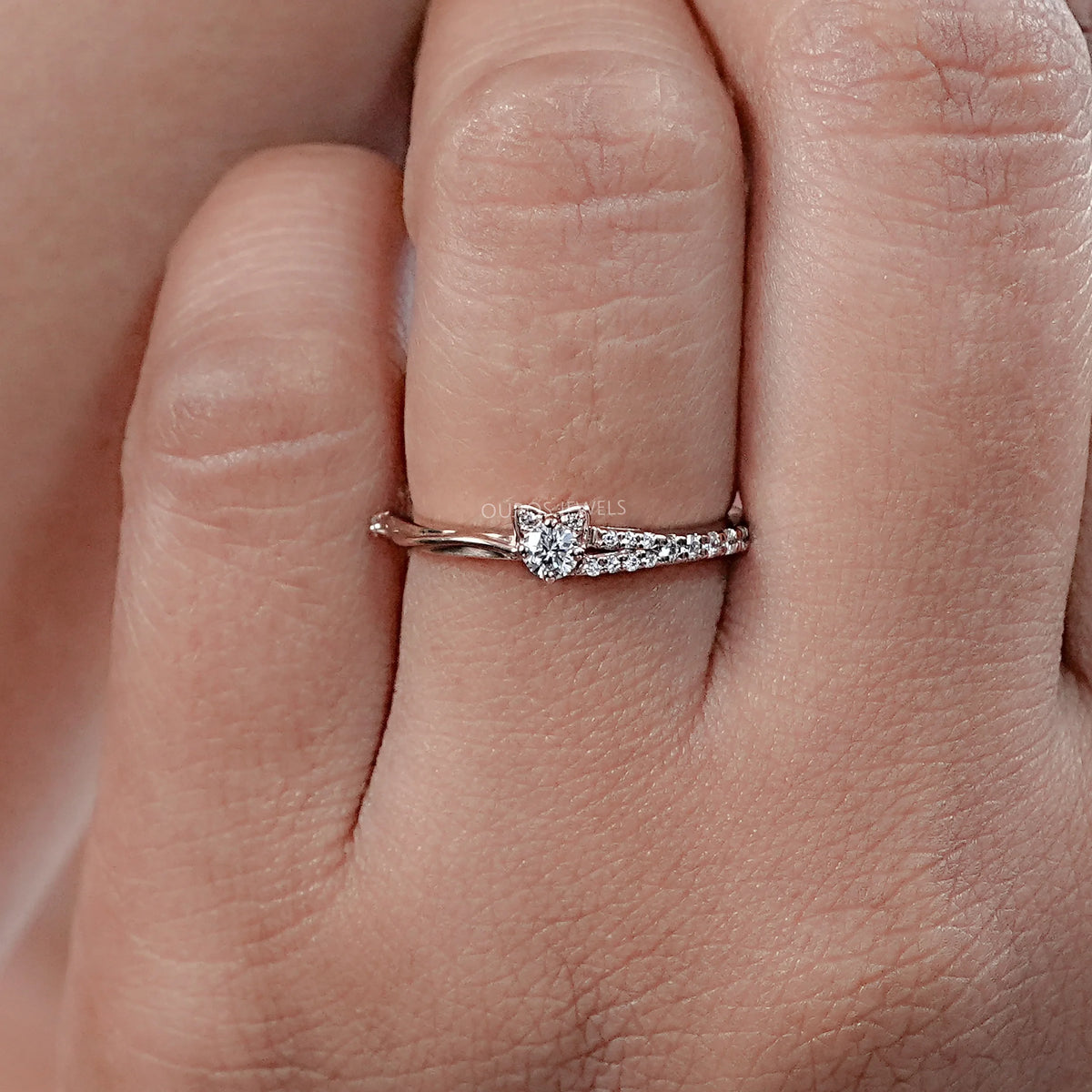 Round Diamond Cat Face Engagement Ring — Ouros Jewels