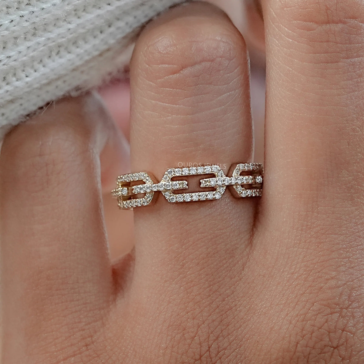 Round Diamond Chain Link Ring — Ouros Jewels