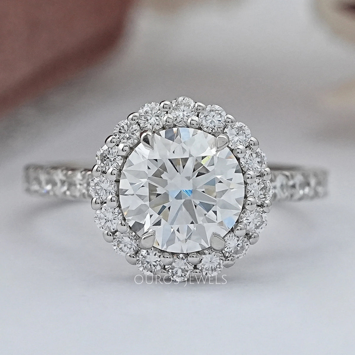 Round Diamond Halo Engagement Ring — Ouros Jewels