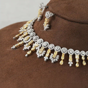 [Side View of Multi Shape Lab Created Diamond Bridal Necklace]-[Ouros ...