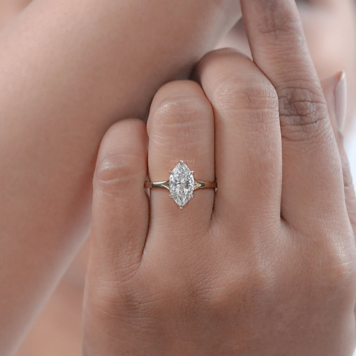 6 Prong Marquise Diamond Engagement Ring — Ouros Jewels