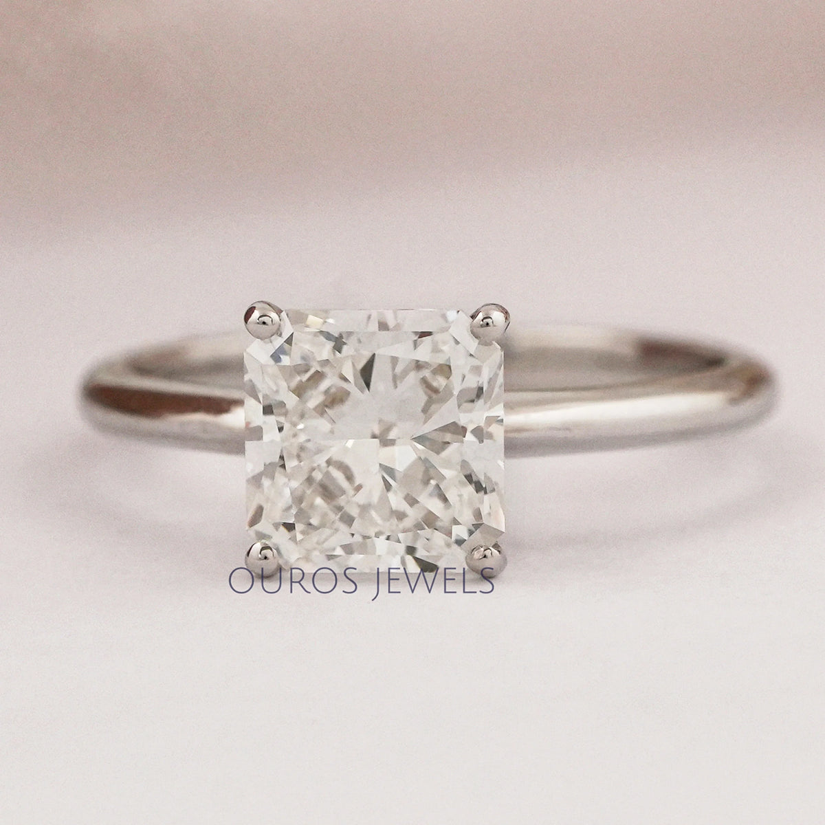 Square Radiant Lab Diamond Solitaire Ring — Ouros Jewels