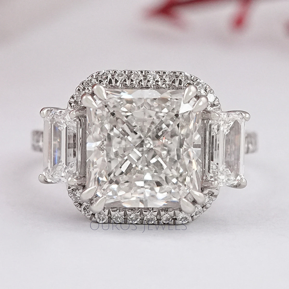 Three Stone Square Diamond Ring — Ouros Jewels