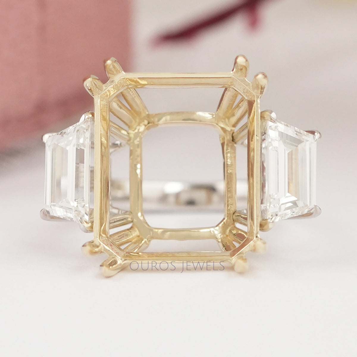 Three Stone Semi Mount Ring Settings — Ouros Jewels