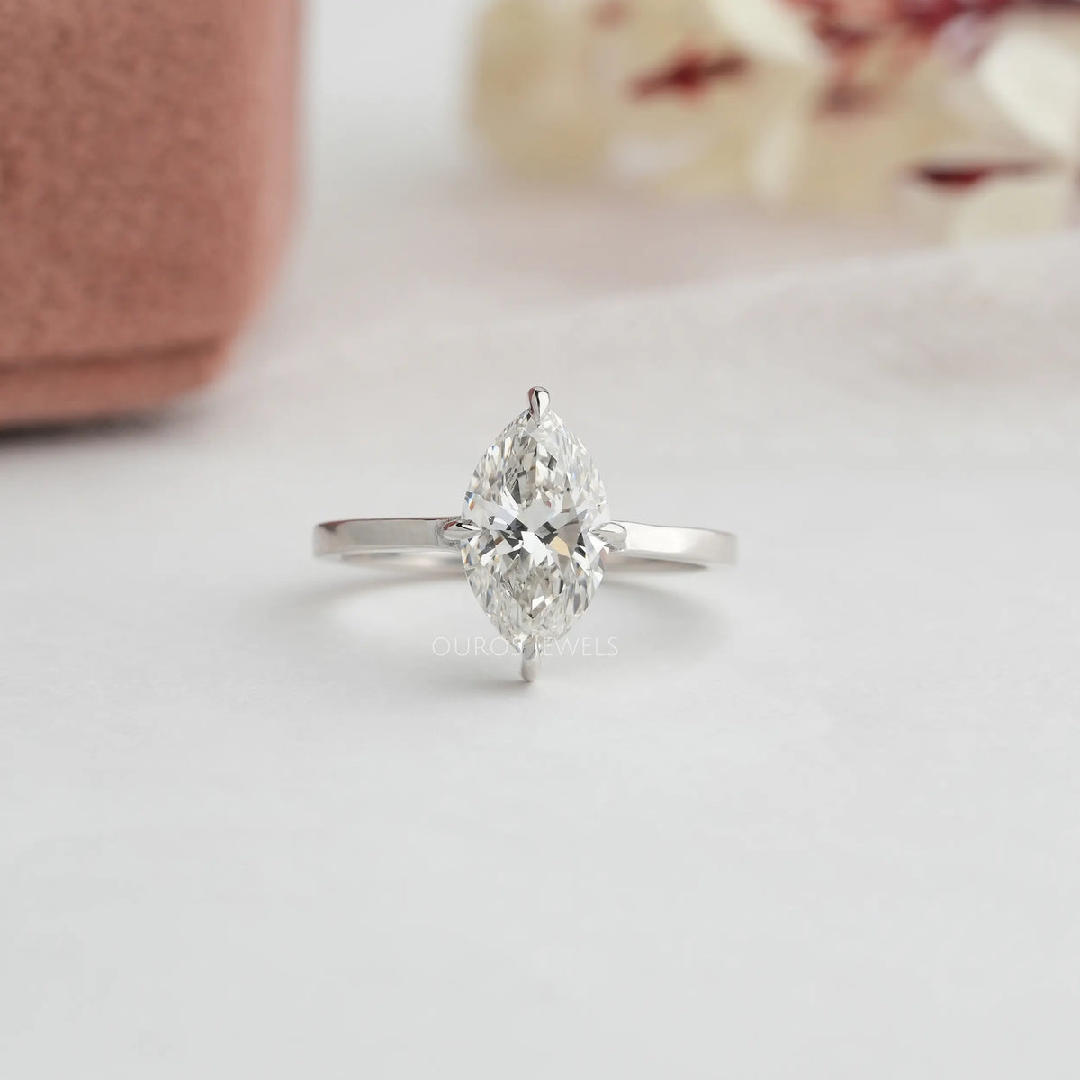 Marquise Diamond Solitaire Engagement Ring — Ouros Jewels