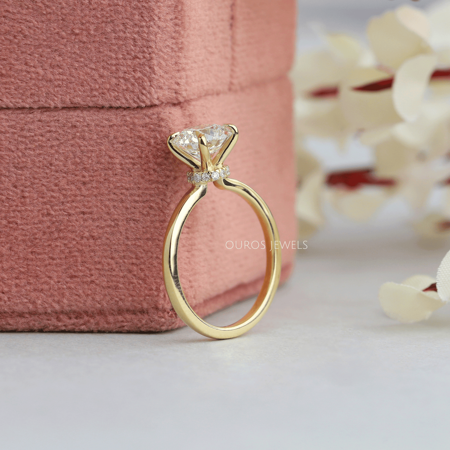 Hidden Halo Lab Round Diamond Engagement Ring — Ouros Jewels